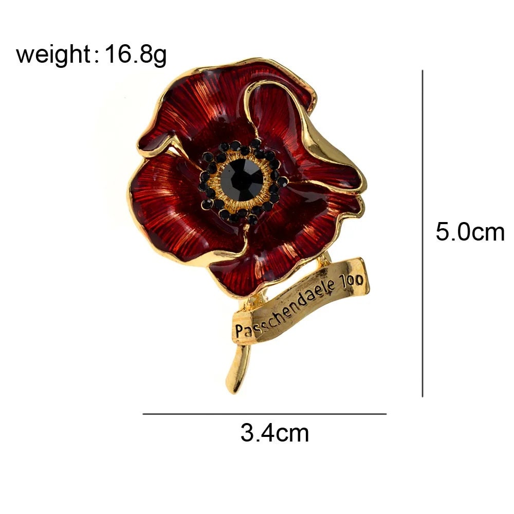 Rhinestone Poppy Flower Brooch for Women lest We Forget Letter Pin Red ...
