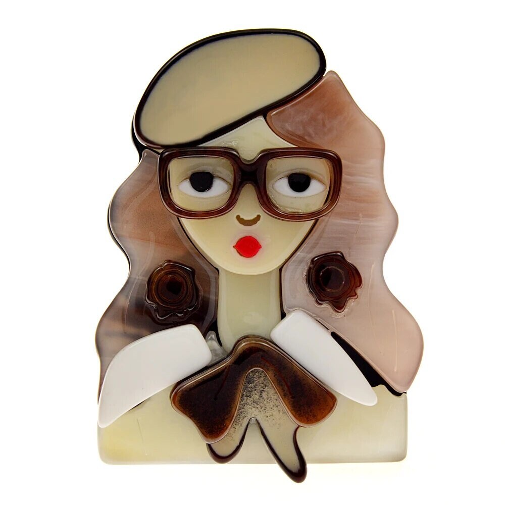 Beautiful Cute Girl Brooch for Women Acrylic Figure Pin - Etsy