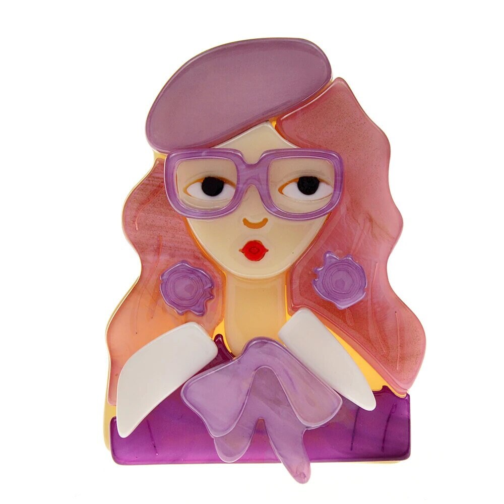 Beautiful Cute Girl Brooch for Women Acrylic Figure Pin - Etsy