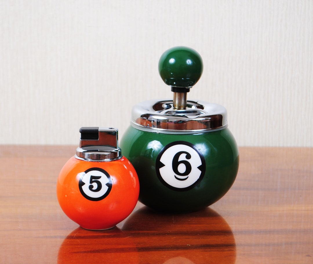 Table Ceramic Ashtray and Lighter in the Shape of Billiard Balls. New ...
