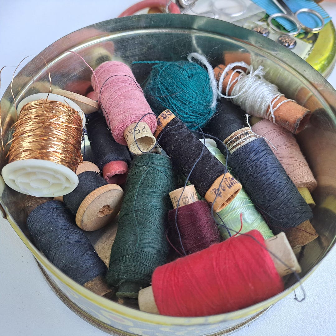 Tin Box With Old Threads - Etsy