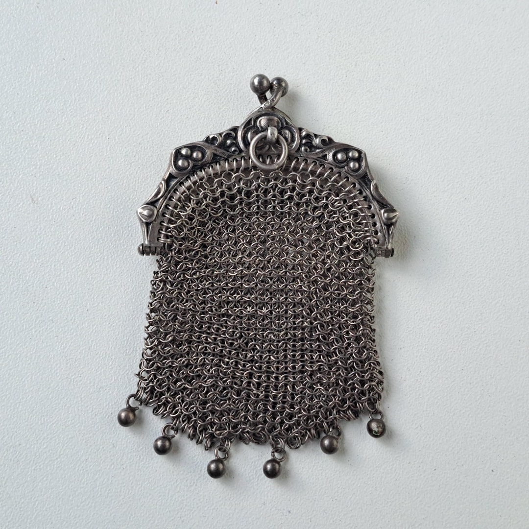 Antique Collectible French Silver Chainmail Coin Purse Late 19th ...