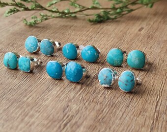 Kingman Turquoise Stud Earrings - Etsy