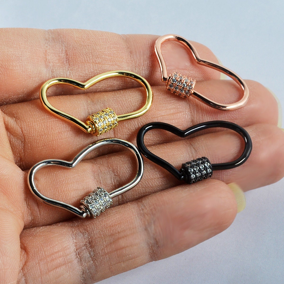 4Pcs Gold/Silver/Rose Gold/Gunmetal Paved CZ Heart Screw | Etsy