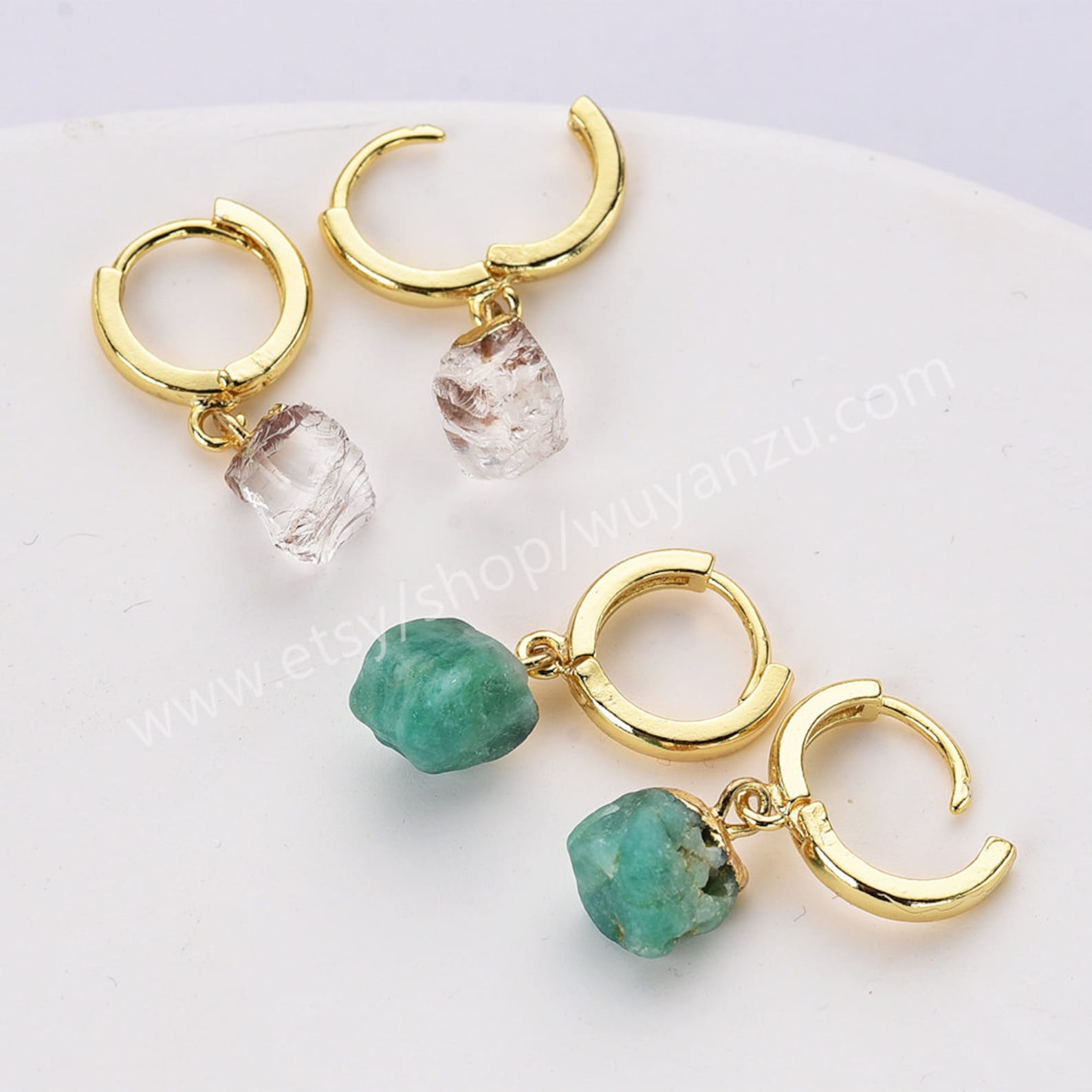 Small Raw Gemstone Dangle Earrings Turquoise Earring Moonstone Earrings ...