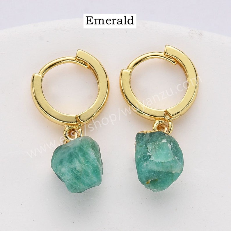 Small Raw Gemstone Dangle Earrings Turquoise Earring Moonstone Earrings ...