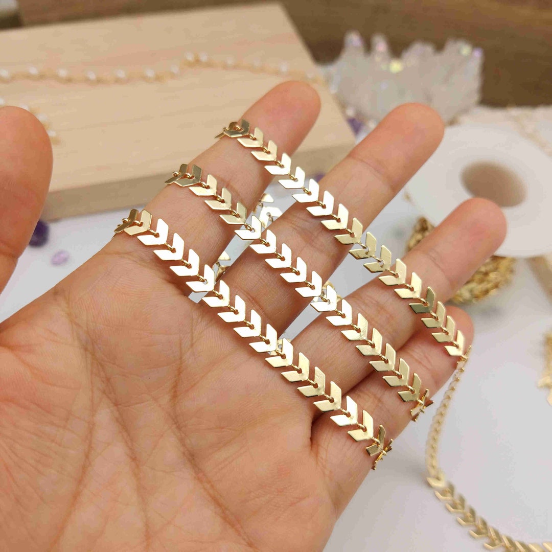 Gold Plated Fishtail Chain: Brass Chevron Necklace Bracelet Making (1 ...