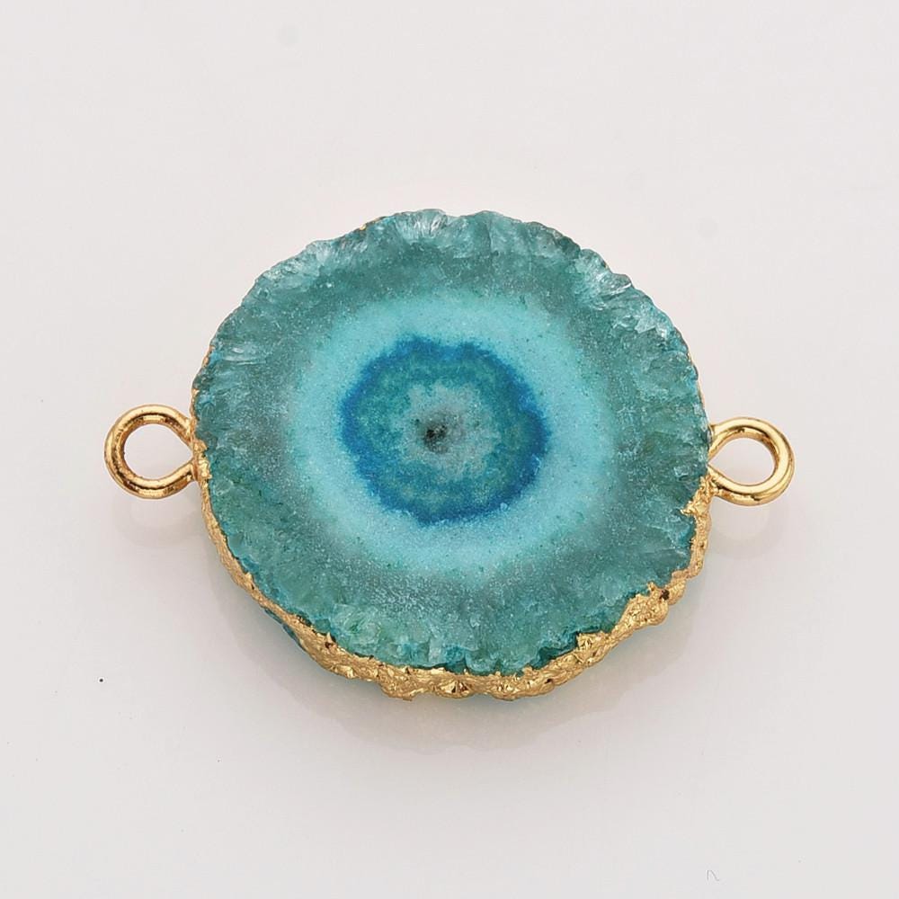 Dyed Rainbow Solar Quartz Slice Connector Gold Plated Solar Quartz ...
