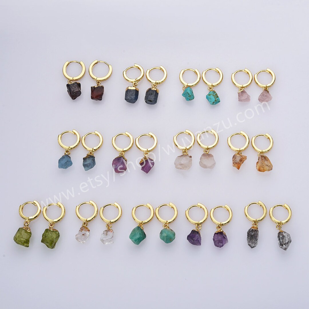 Small Raw Gemstone Dangle Earrings Turquoise Earring Moonstone Earrings ...