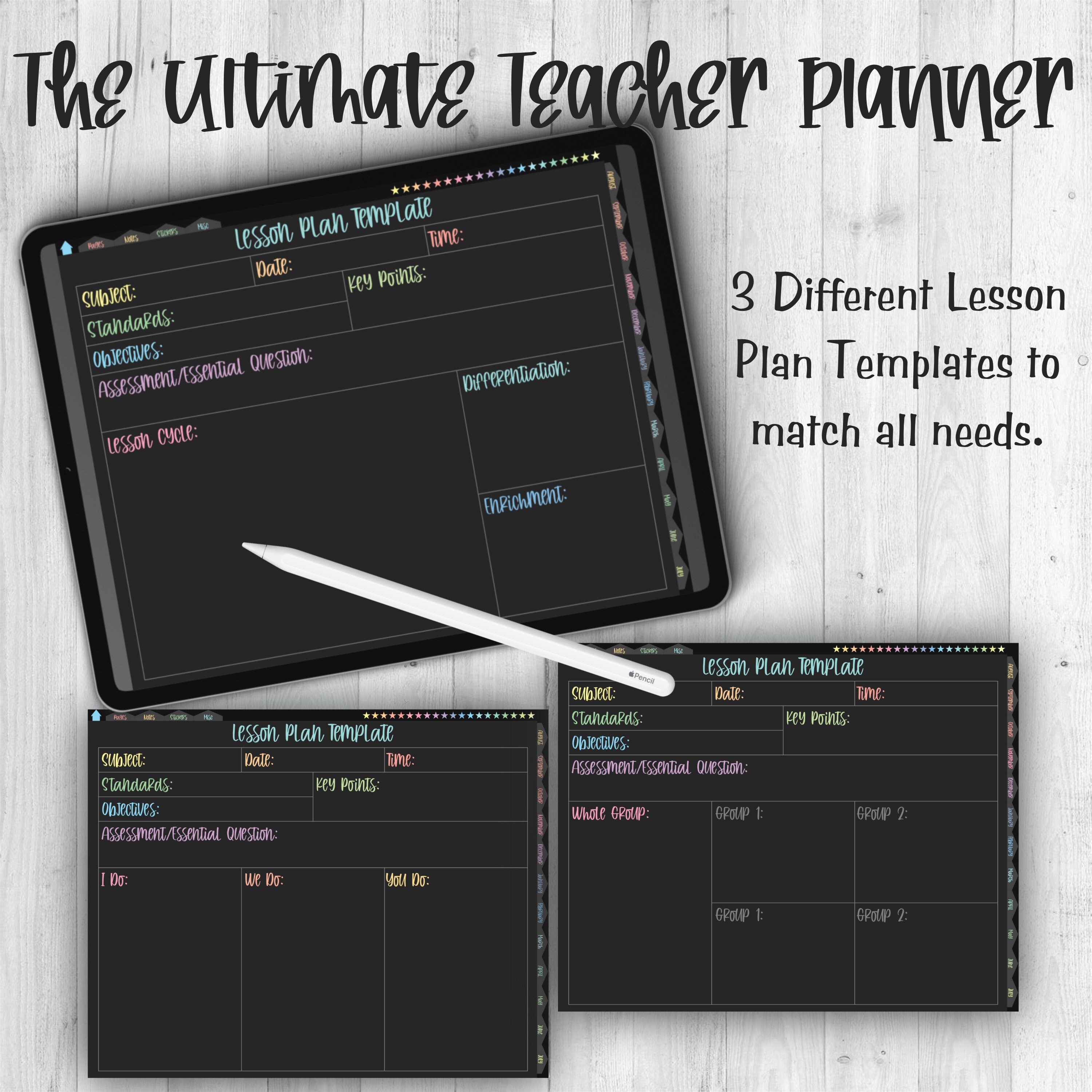 DIGITAL TEACHER PLANNER Dark Paper Teacher Planner - Etsy