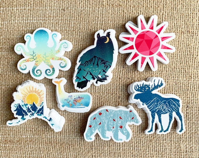 Alaska Wild Stickers -- Set of 3 - Etsy