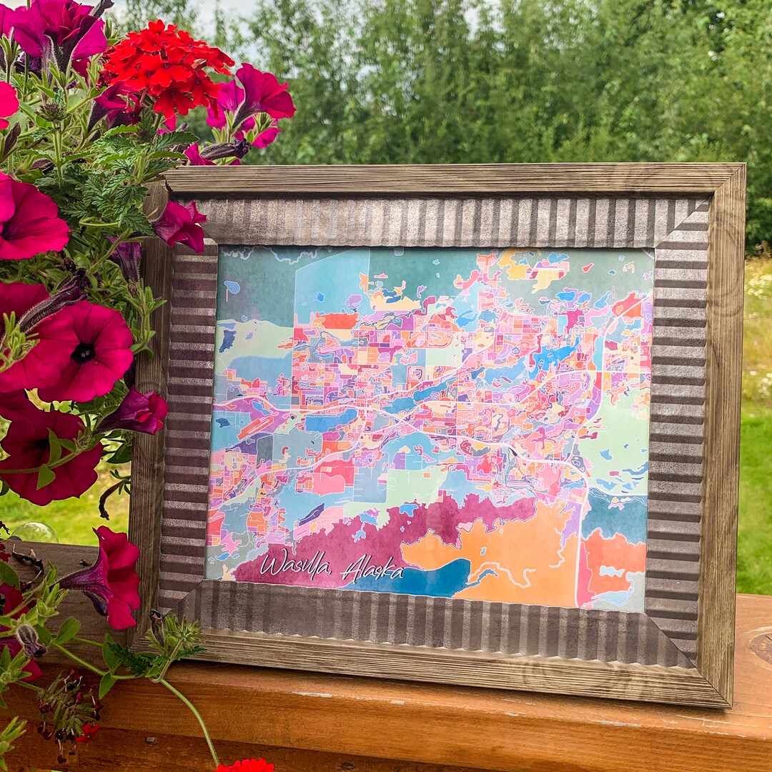 Wasilla, Alaska Watercolor Map -- Hand Drawn and Illustrated Watercolor ...