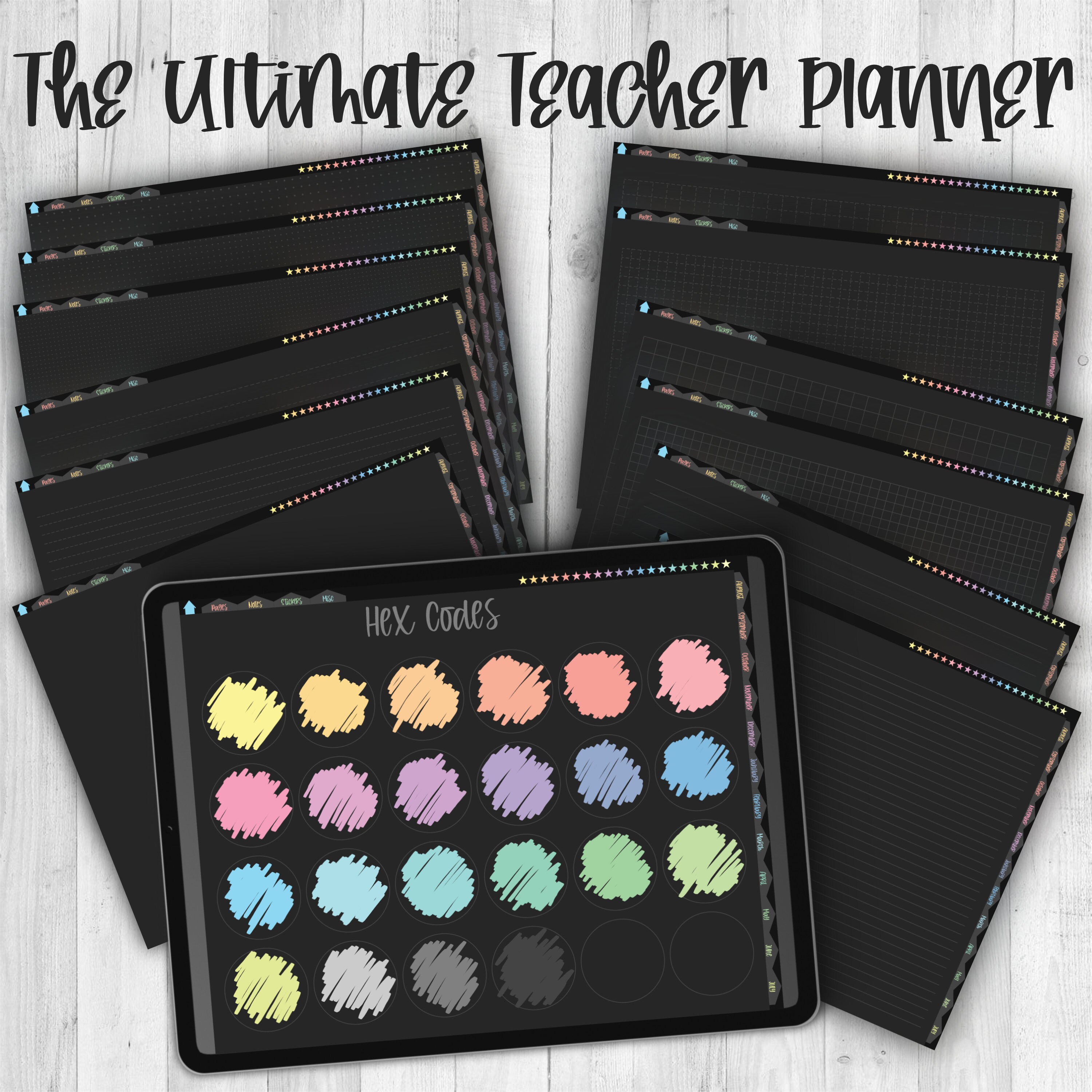 DIGITAL TEACHER PLANNER Dark Paper Teacher Planner - Etsy
