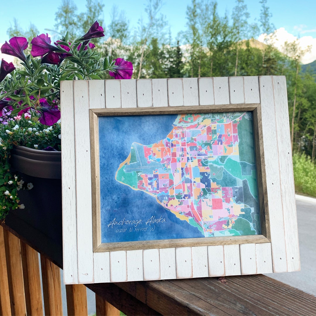 Anchorage, Alaska Watercolor Map -- Hand Drawn and Illustrated Map of ...