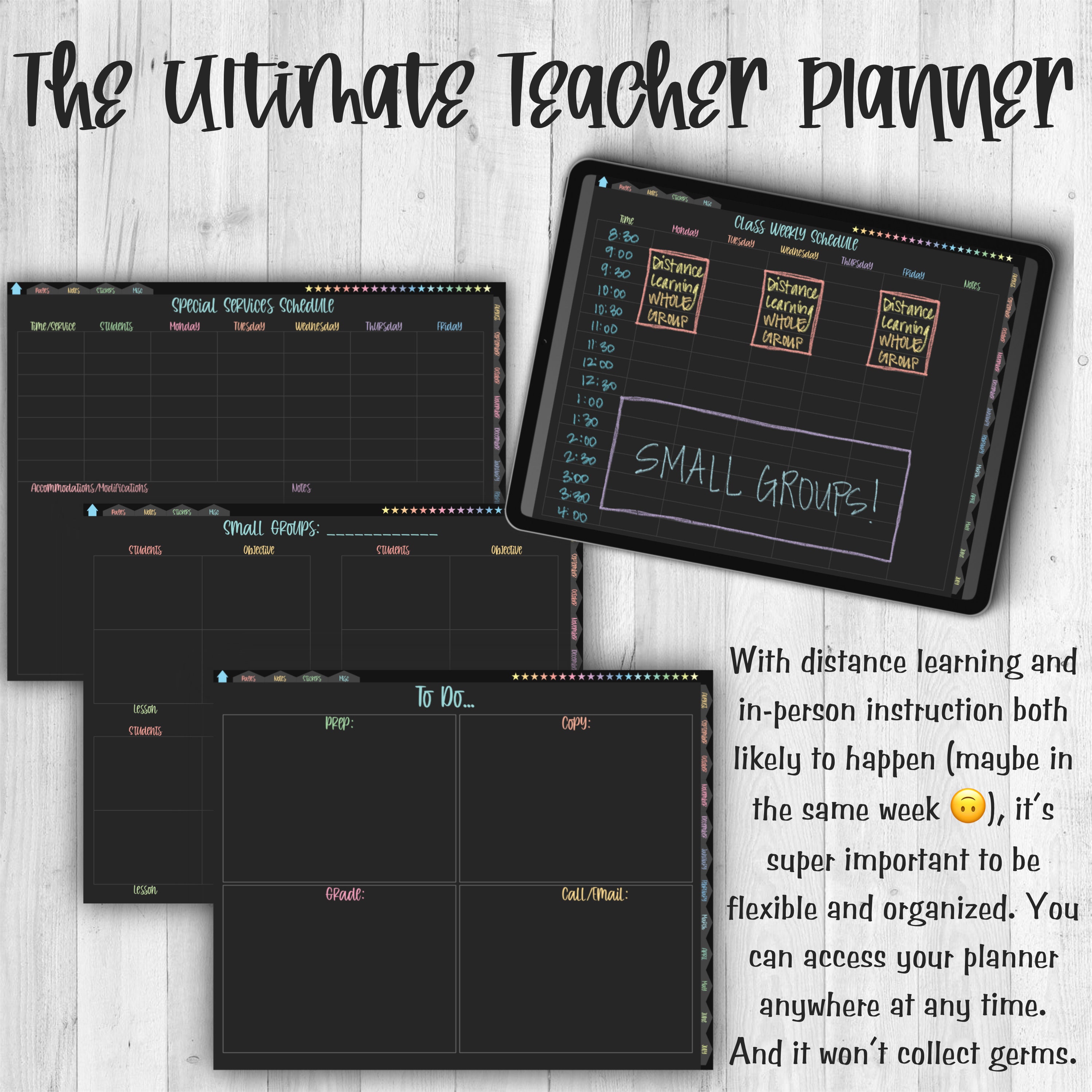 DIGITAL TEACHER PLANNER Dark Paper Teacher Planner - Etsy