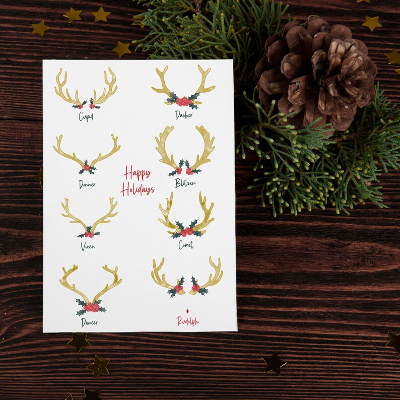 Rudolph and Reindeer Holiday Cards Reindeer Christmas Cards - Etsy
