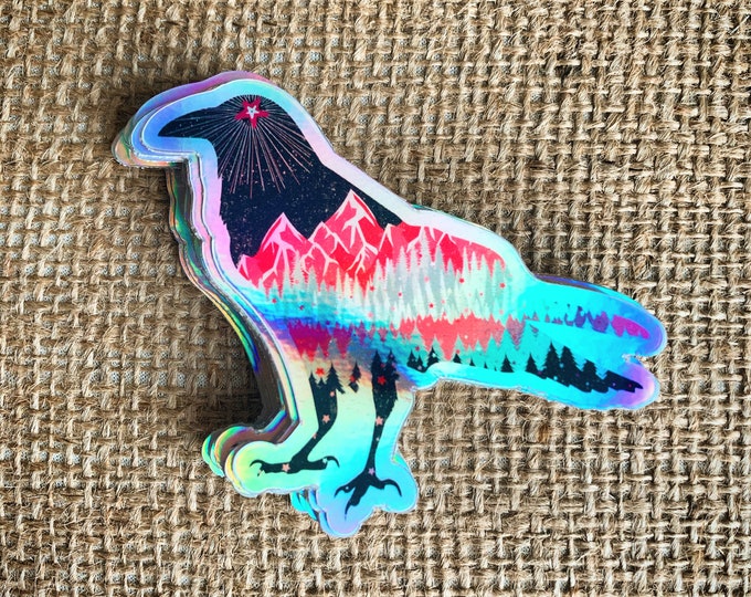 Raven Holograph Sticker -- Alaska Raven Sticker - Etsy