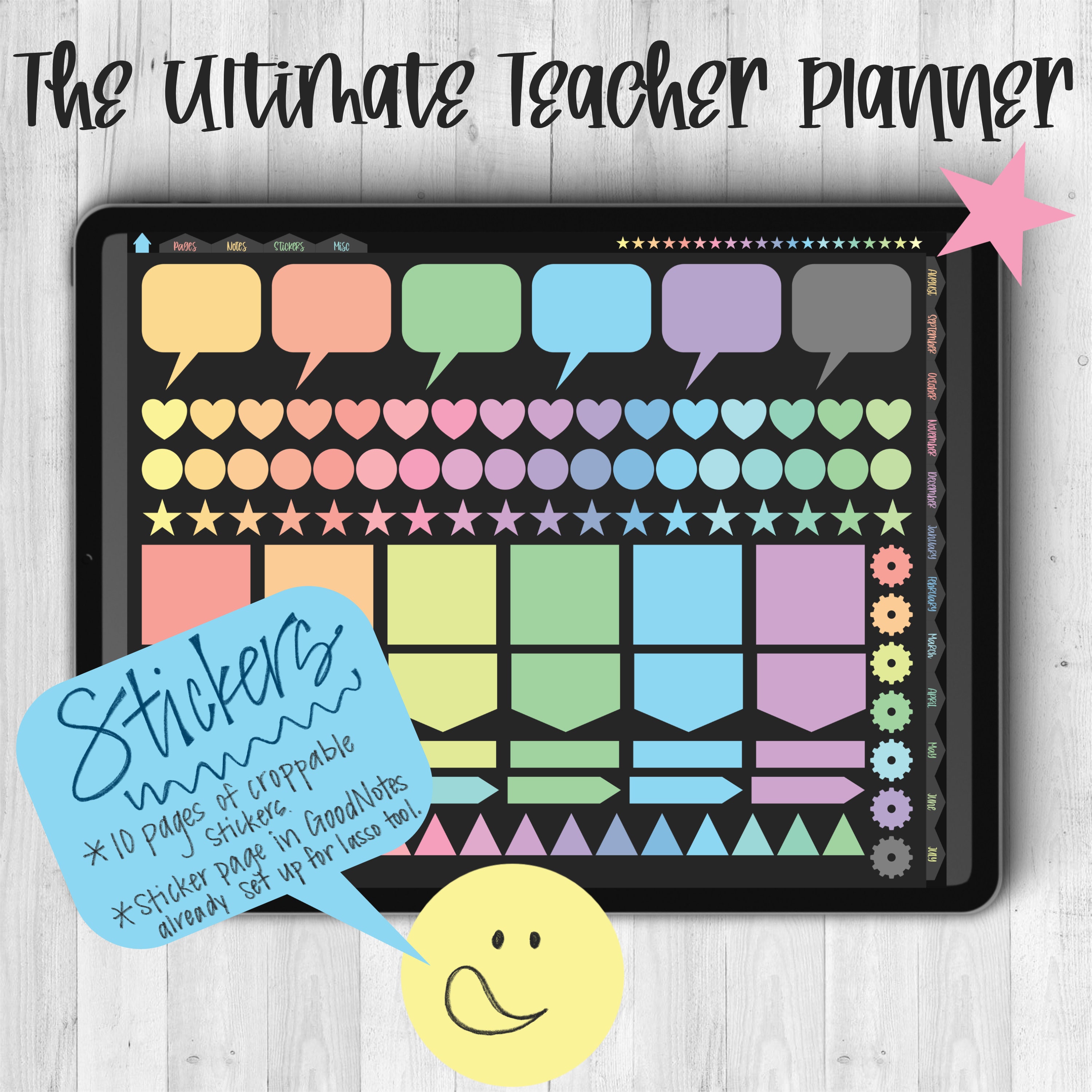DIGITAL TEACHER PLANNER Dark Paper Teacher Planner - Etsy