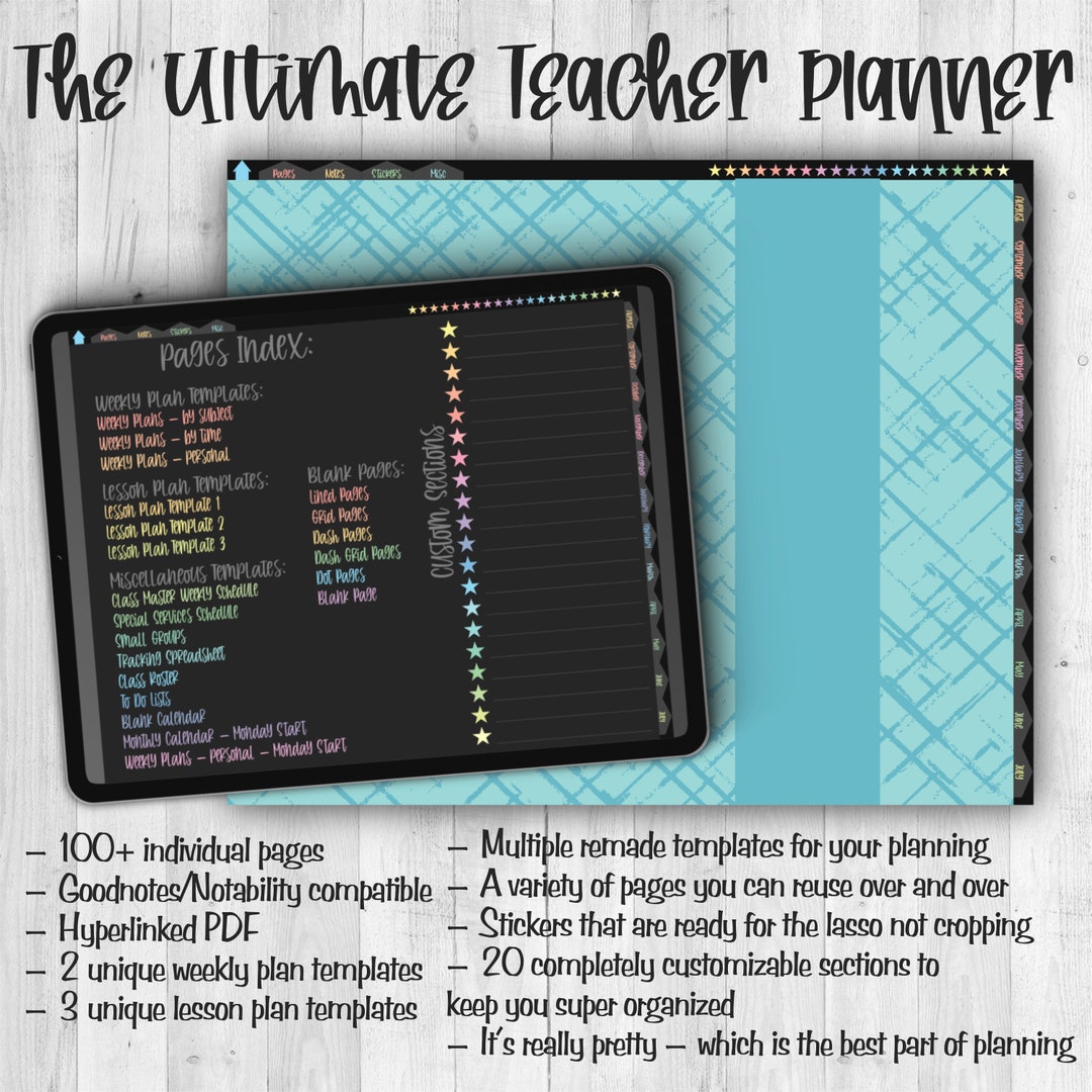 DIGITAL TEACHER PLANNER -- Dark Paper Teacher Planner -- Teacher ...