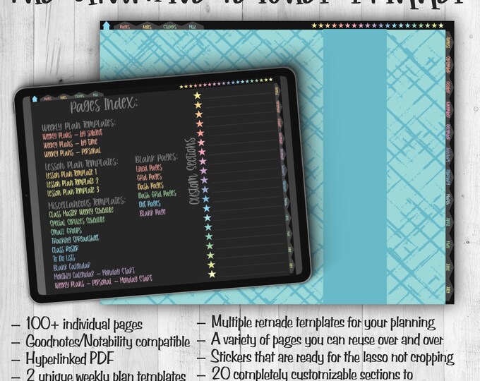 DIGITAL TEACHER PLANNER -- Dark Paper Teacher Planner -- Teacher ...