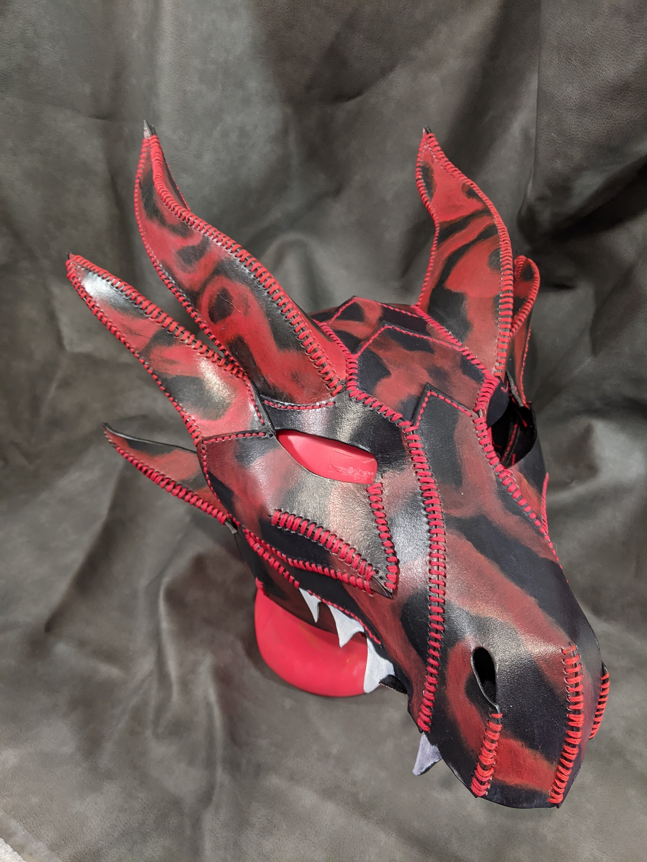 Fantasy Larp Leather Dragon Mask Handmade Adjustable - Etsy