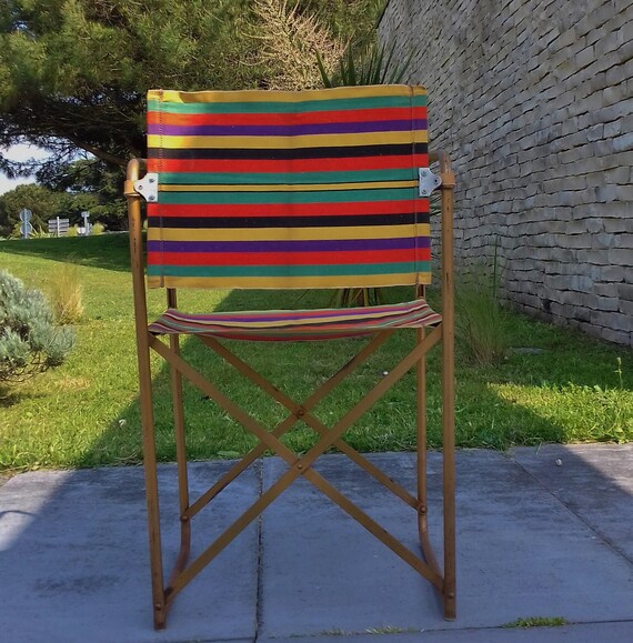1956 HERITAGE Collection Folding Camping Chair LAFUMA Chantazur Small Folding Armchair Original BAYADERE Canvas Etsy UK