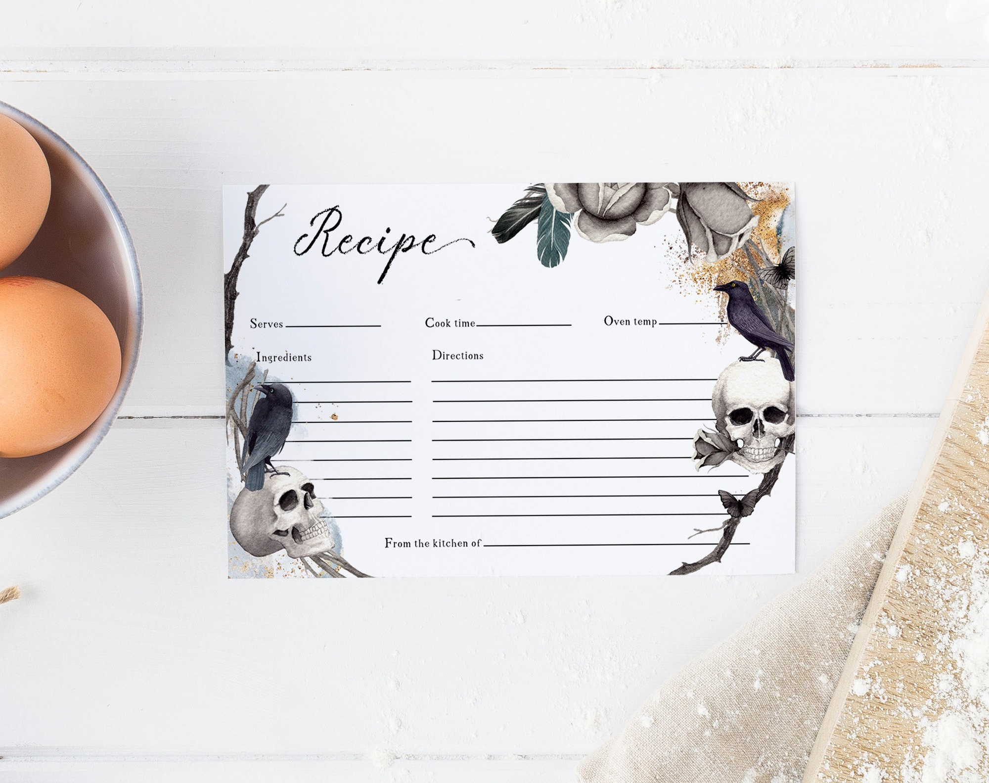 Halloween Recipe Card Printable Gothic 4x6 Recipe Cards - Etsy