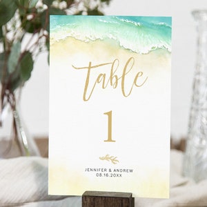 5x7 4x6 Beach Wedding Seashore Table Numbers Template, Printable Table ...