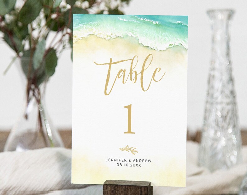 5x7 4x6 Beach Wedding Seashore Table Numbers Template - Etsy