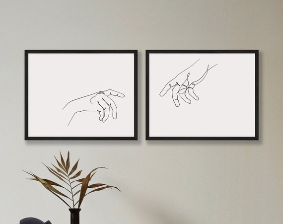 Two Hands Reaching For Each Other Sketch