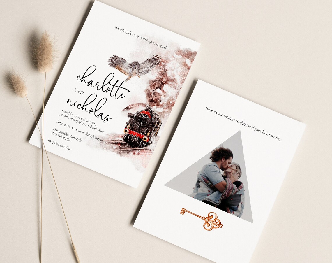 Wizard Wedding Invitation Template Magical Wedding Wizarding | Etsy