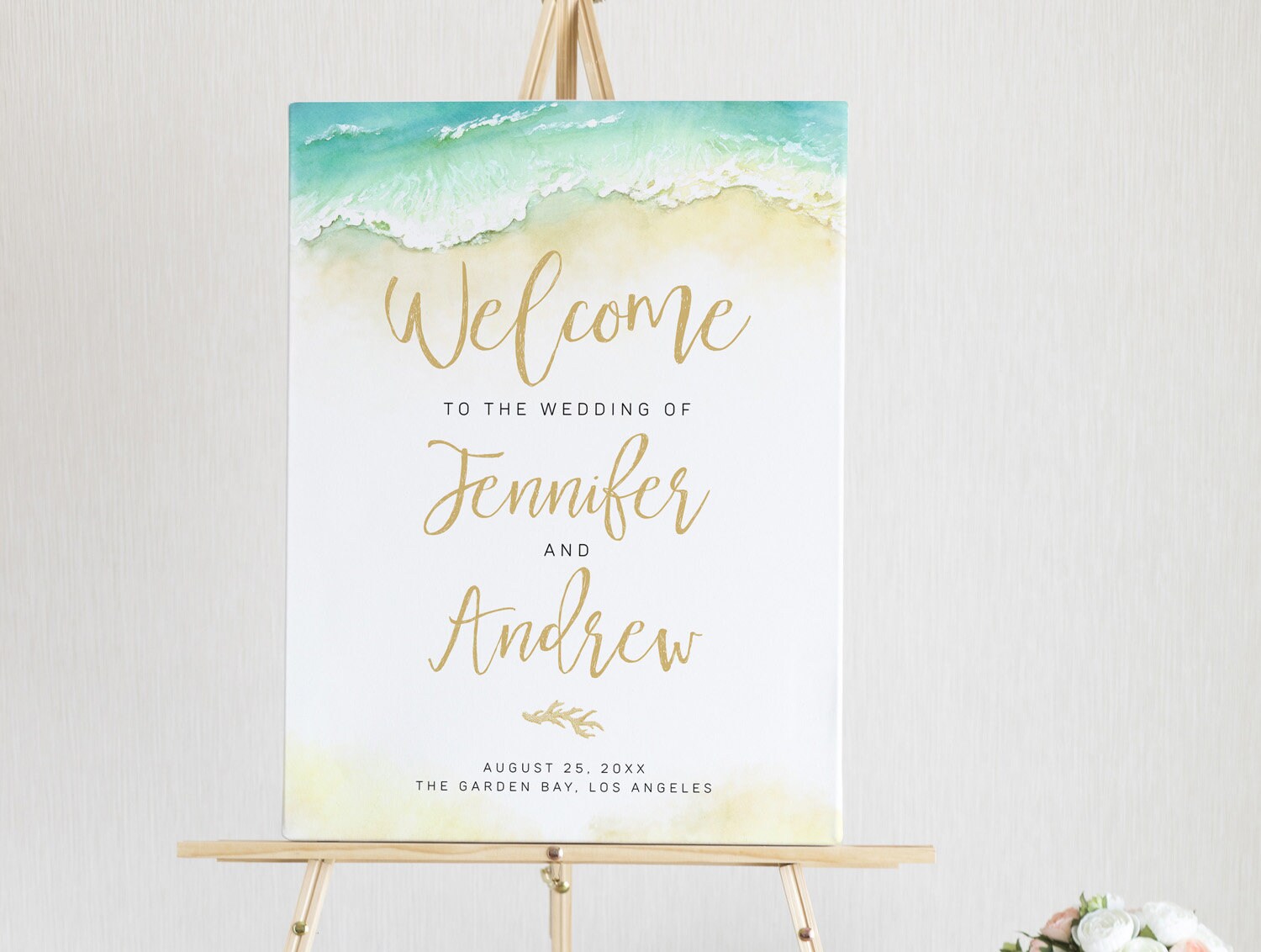 Beach Wedding Welcome Sign Template Seashore Design Tropical - Etsy