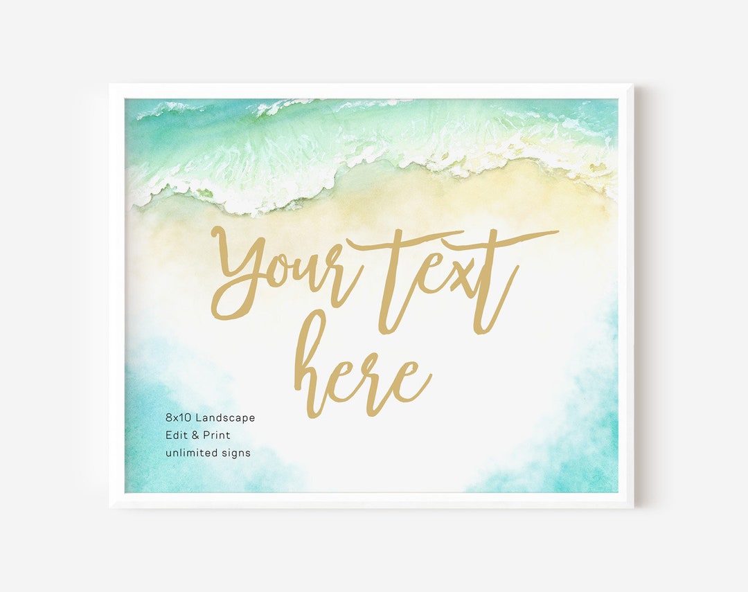 Custom Wedding Sign Template, Beach Wedding Sign, Personalized Sign ...