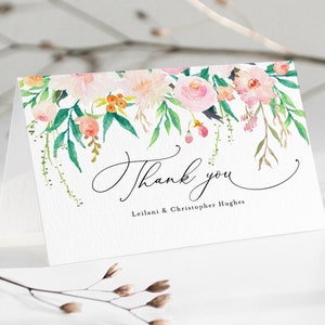 Printable Boho Thank You Card Template, Editable Flat and Folded Thank ...