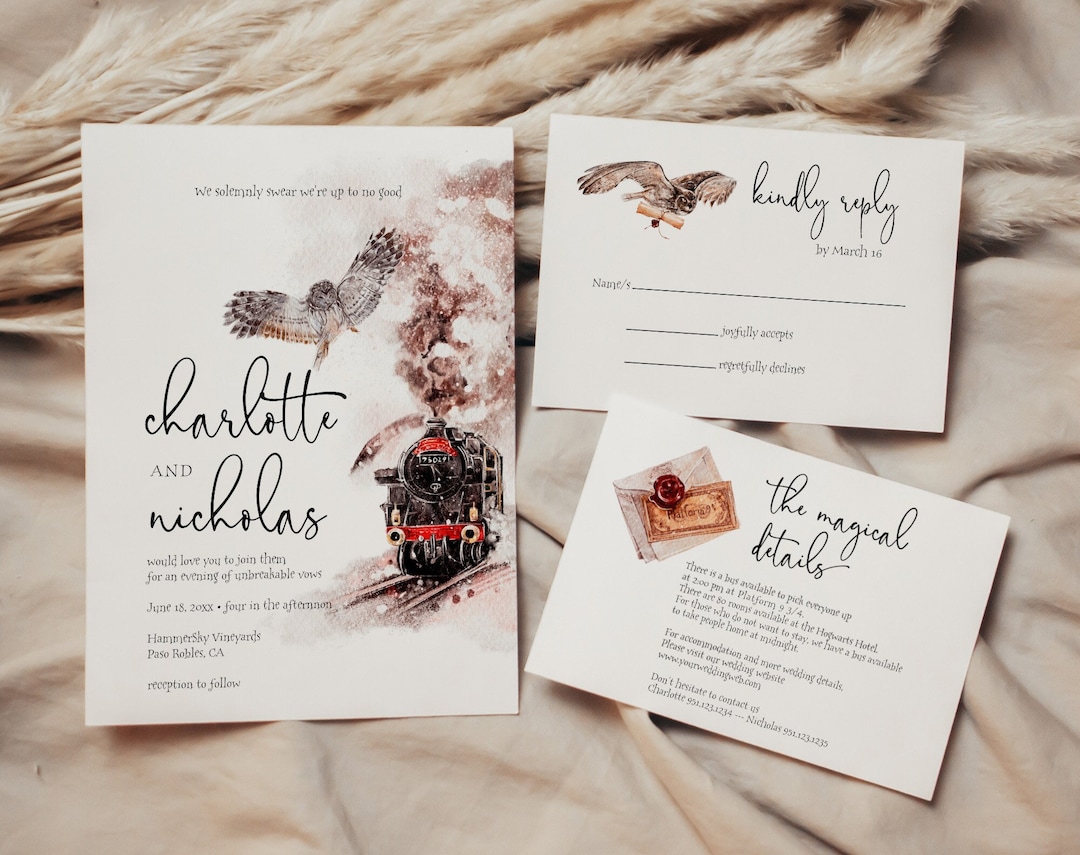 Wizard Wedding Invitation Suite Templates, Magic Wedding, Wizarding ...