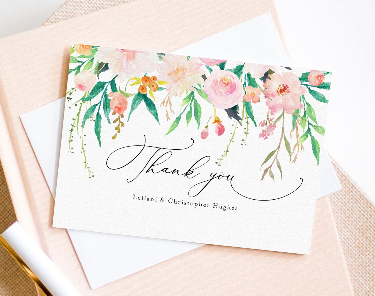 Printable Boho Thank You Card Template Editable Flat and - Etsy