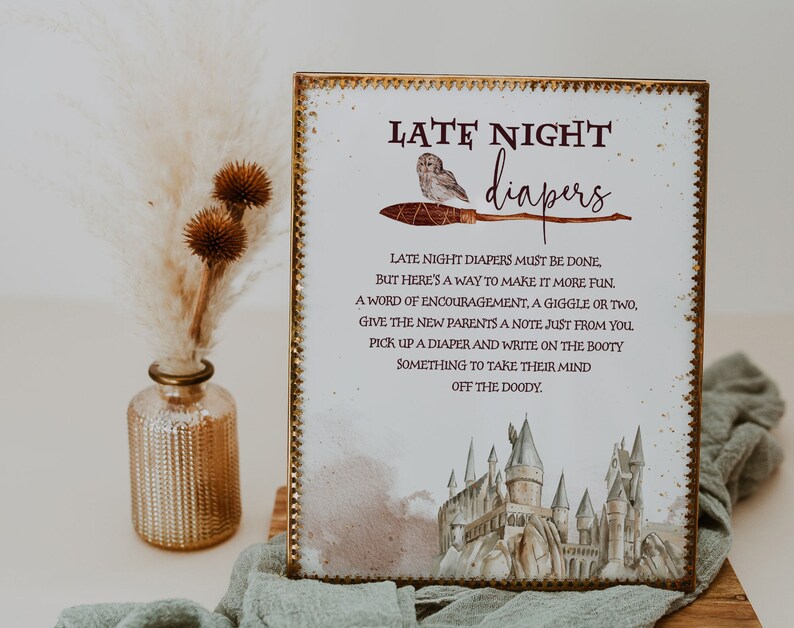 Wizard Themed Late Night Diapers Sign Editable Templates Late | Etsy