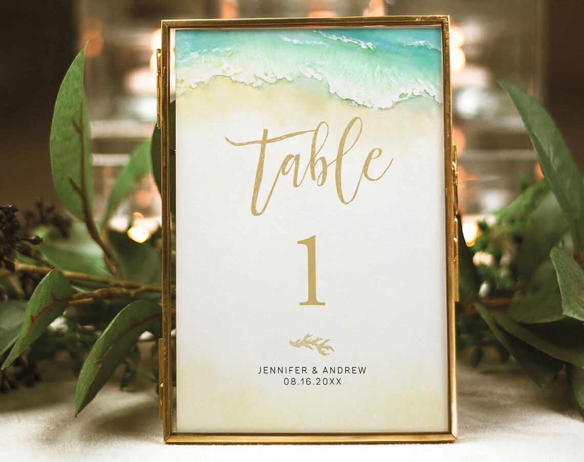 5x7 4x6 Beach Wedding Seashore Table Numbers Template, Printable Table ...