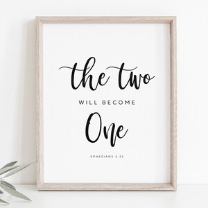 Ephesians 5:31, the Two Will Become One, Love Bible Verse Print ...