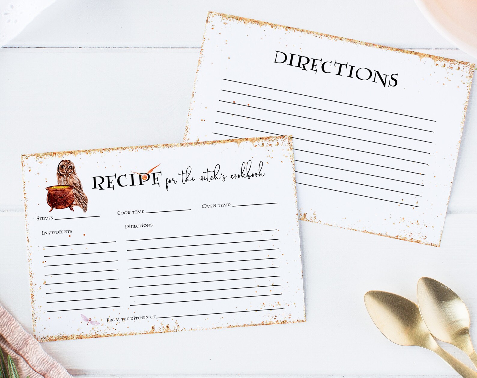 Wizard Themed Recipe Card Printable Witches 4x6 Recipe Cards - Etsy