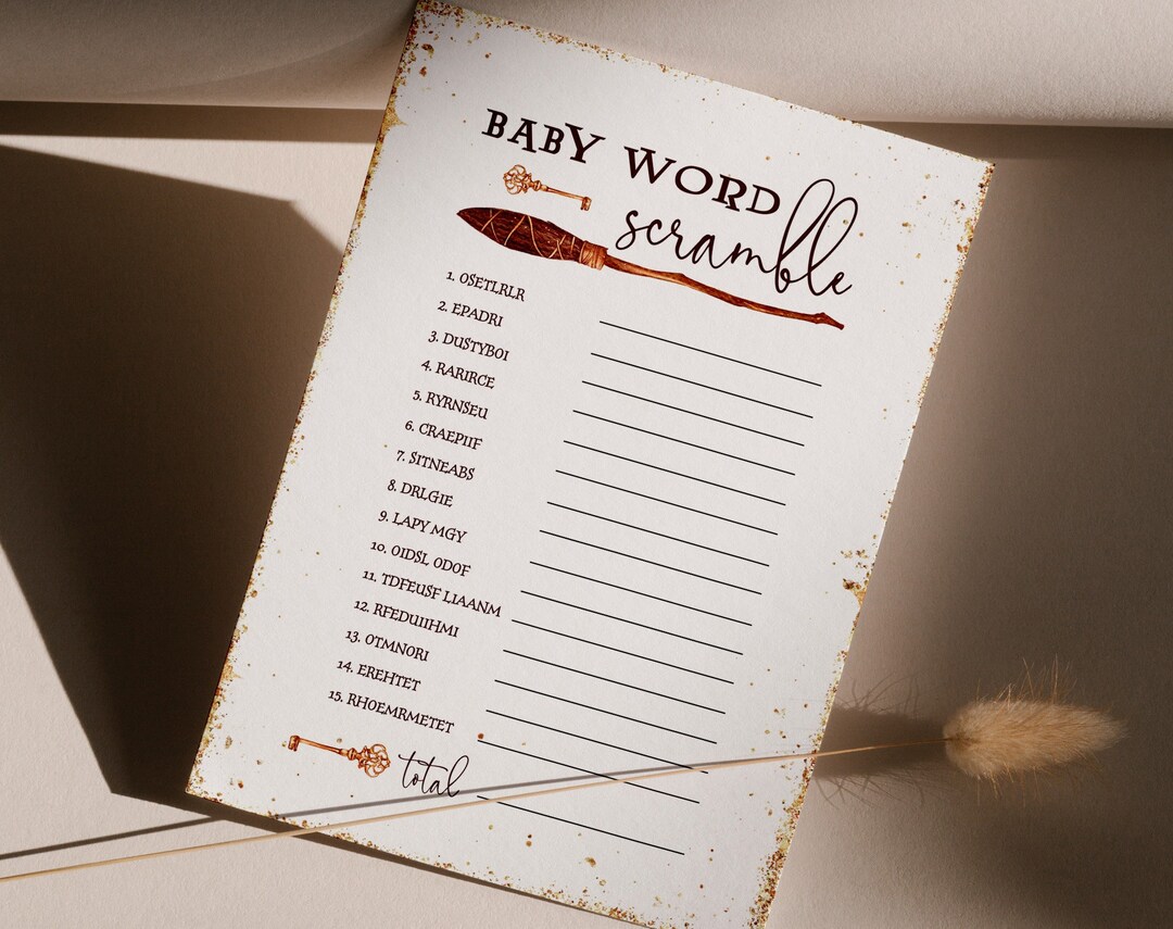 Wizard Baby Word Scramble Game, Printable Magical Baby Word Puzzle ...
