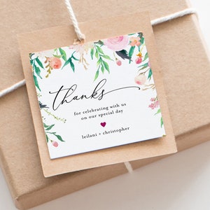 Spring Floral Thank You Gift Tag Template, Personalized Thank You Gift ...