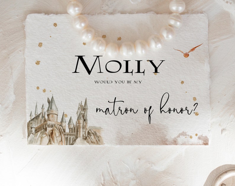 Wizard Themed Bridesmaid Proposal Card Template, Magical Will You Be My ...