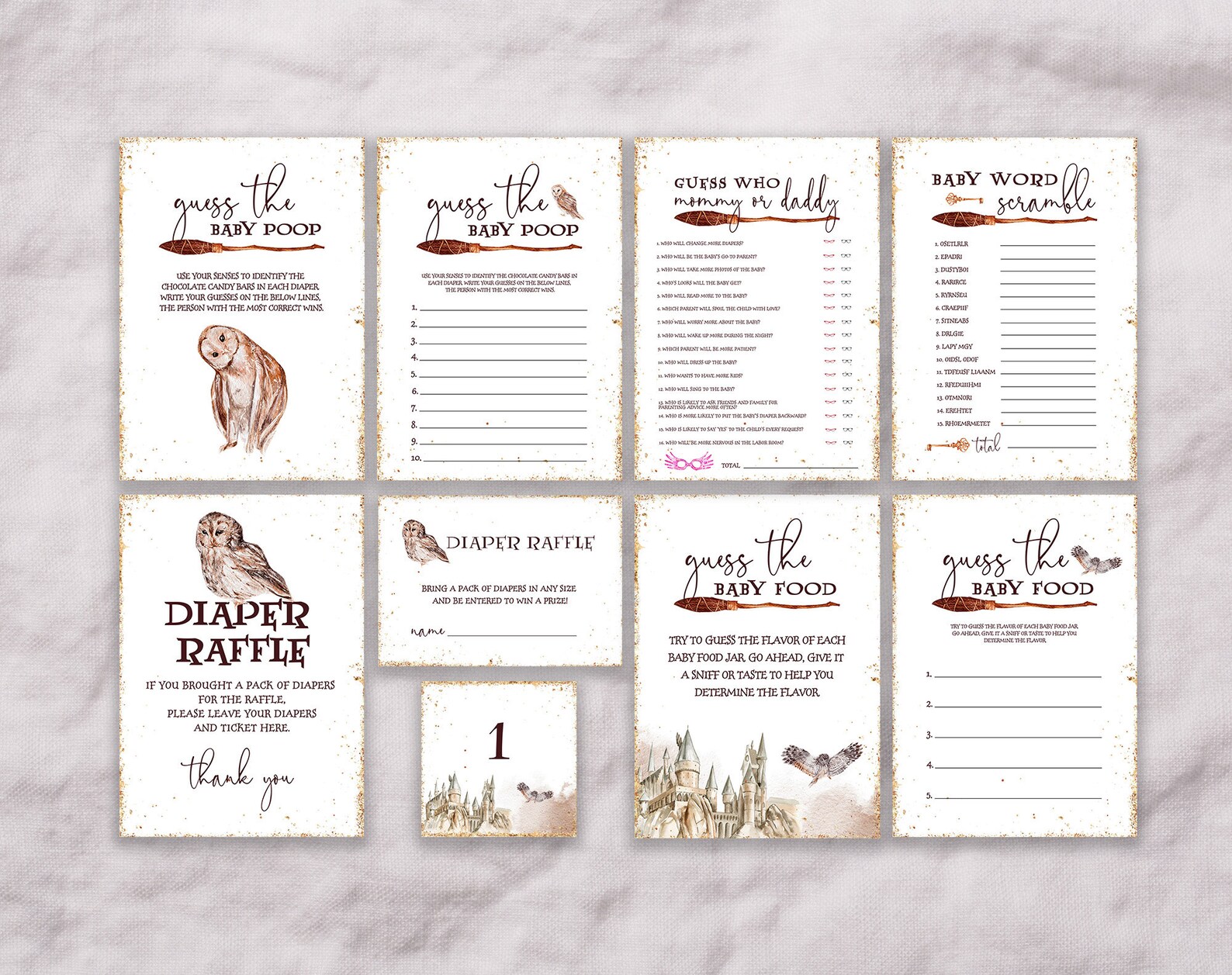 Baby Shower Game Bundle Wizard Baby Shower Game Kit - Etsy