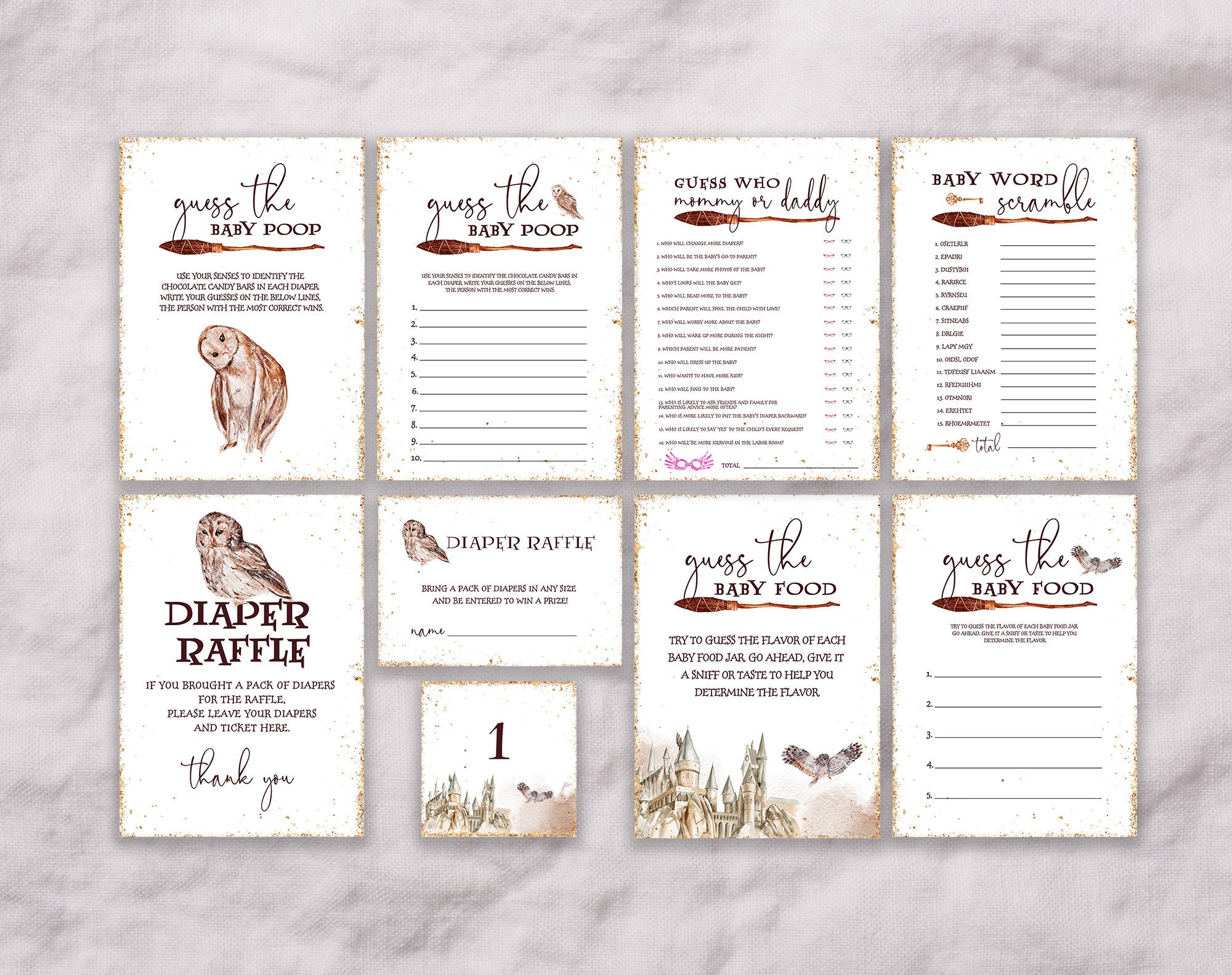 Baby Shower Game Bundle Wizard Baby Shower Game Kit - Etsy