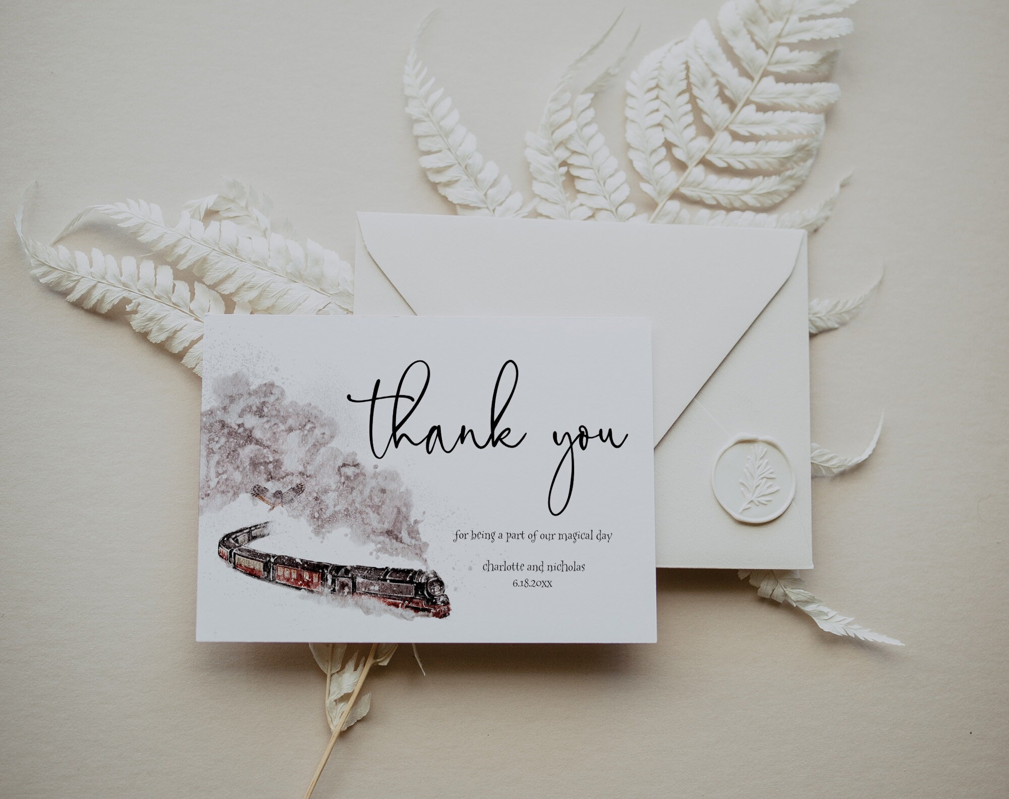 Wizard Themed Thank You Card Template Editable Flat and - Etsy