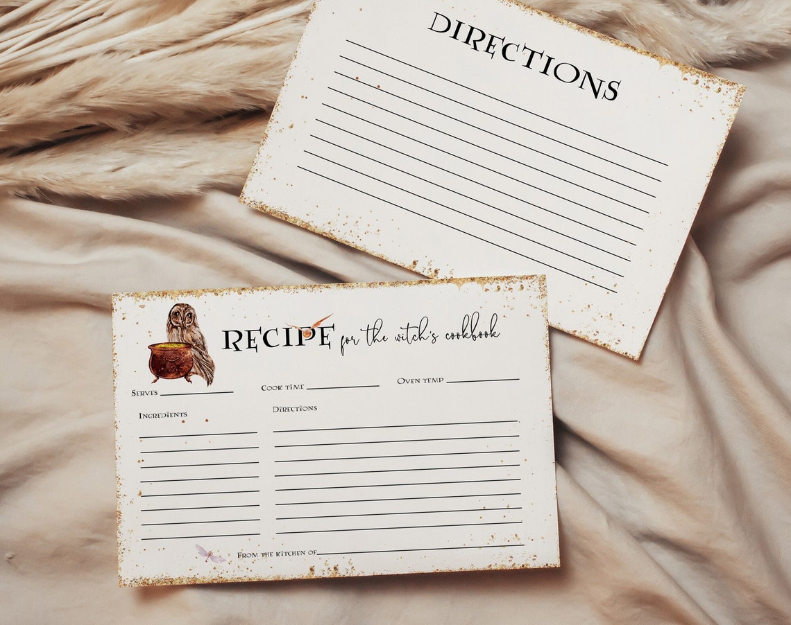 Wizard Themed Recipe Card Printable Witches 4x6 Recipe Cards - Etsy