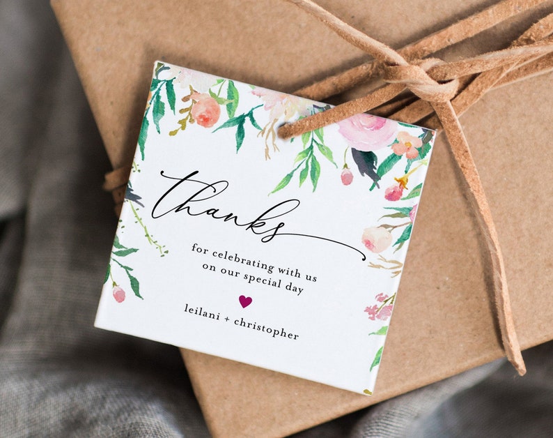 Spring Floral Thank You Gift Tag Template Personalized Thank - Etsy