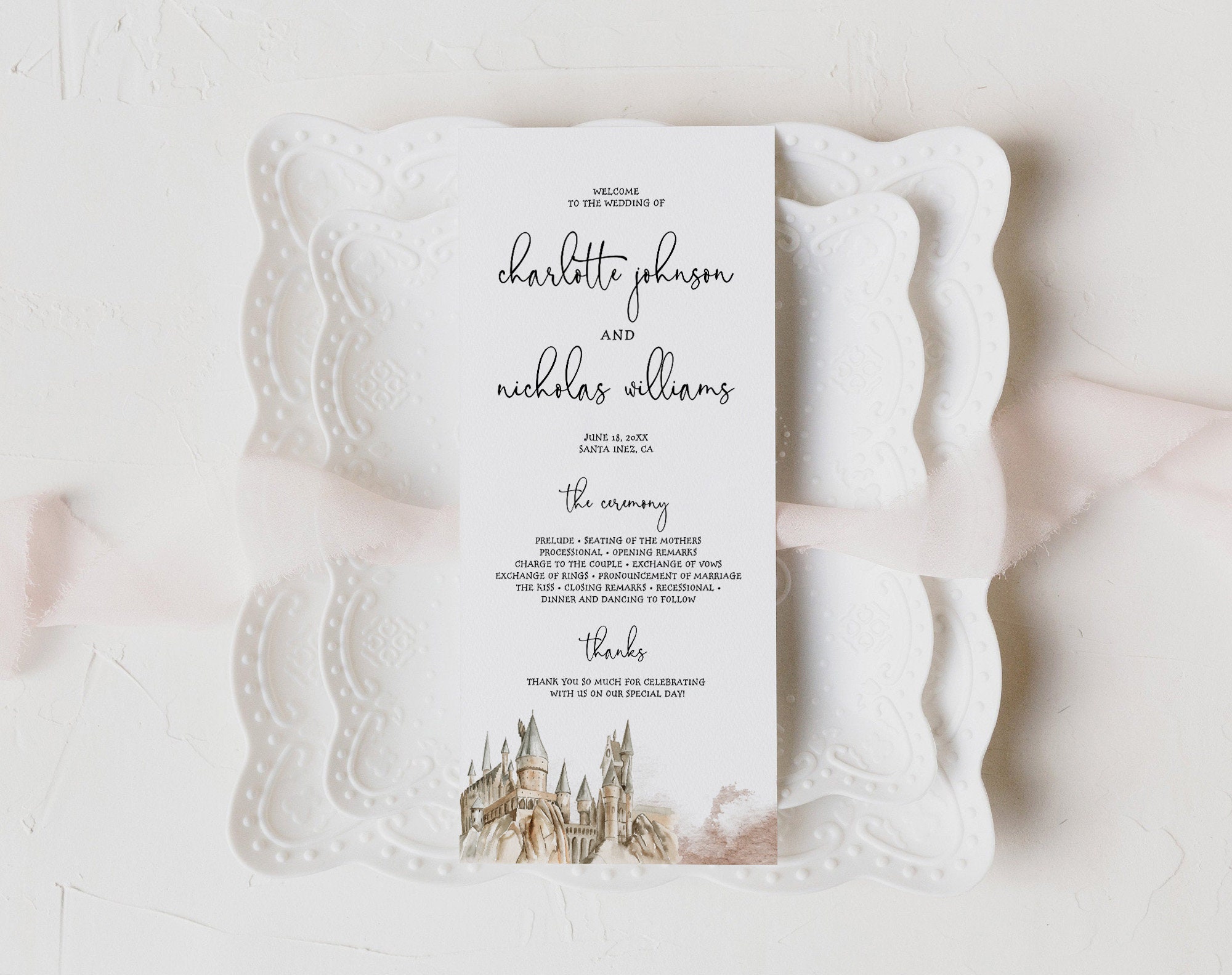 4x9 Wizard Wedding Ceremony Program Template Magical Wedding - Etsy Canada