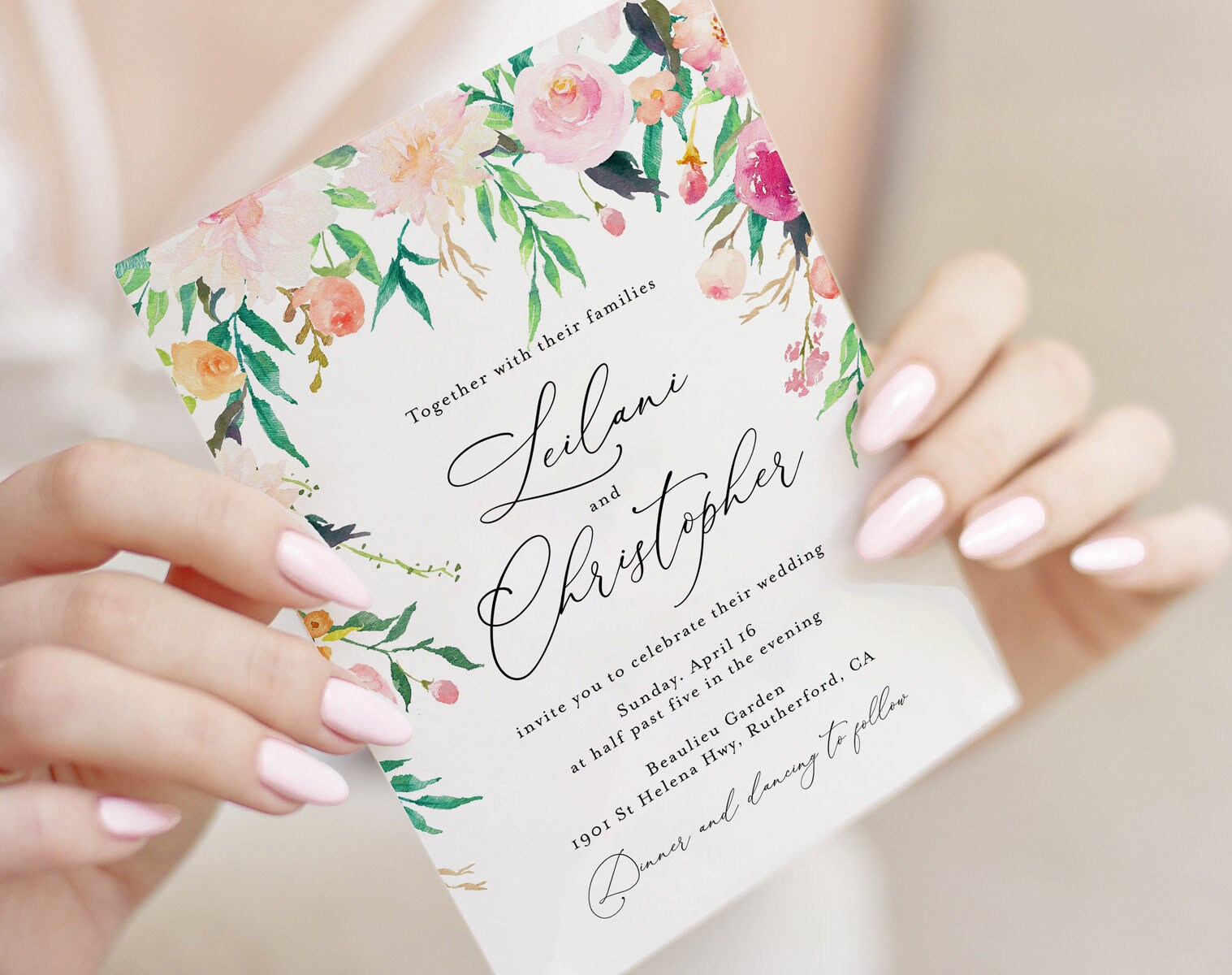 Outdoor Garden Wedding Invitations Suite Watercolor Floral | Etsy